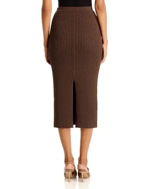 TOCCIN Milla Ribbed Midi Skirt With Faux Pockets - Espresso