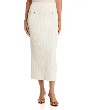 TOCCIN Milla Ribbed Midi Skirt With Faux Pockets