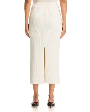 TOCCIN Milla Ribbed Midi Skirt With Faux Pockets