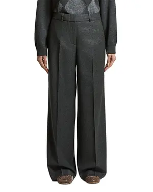 Peserico Palazzo Pants In Wool Lurex Flannel - Eclipse Gray