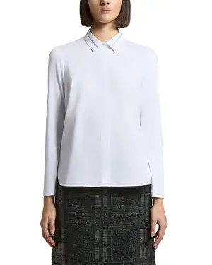 Peserico Stretch Cotton Poplin & Jersey Rib Shirt - Flash White