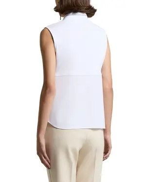 Peserico Sleeveless Stretch Cotton Poplin & Jersey Rib Top