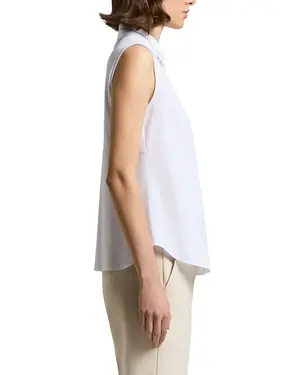 Peserico Sleeveless Stretch Cotton Poplin & Jersey Rib Top