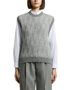 Peserico Wool Blend Boucle Vest - Eclipse Gray