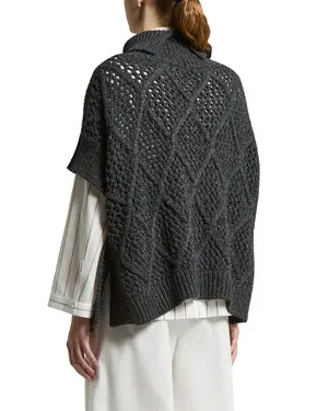 Peserico Wool Blend Turtleneck Cape Sweater