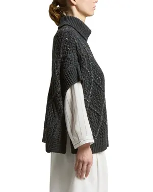 Peserico Wool Blend Turtleneck Cape Sweater