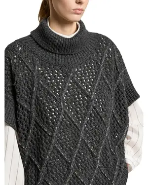 Peserico Wool Blend Turtleneck Cape Sweater