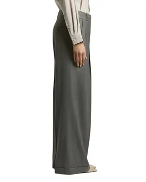 Peserico Pants In Shiny Viscose Wool Stretch Twill
