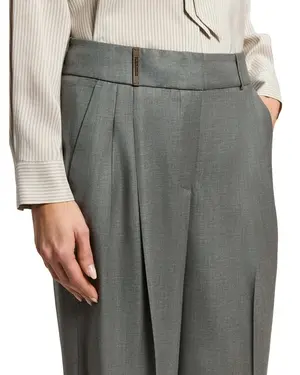 Peserico Pants In Shiny Viscose Wool Stretch Twill
