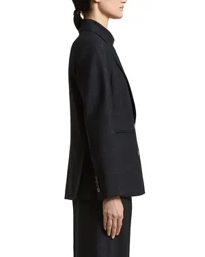 Peserico Double Breasted Blazer Jacket In Stretch Wool Blend Check Flannel With Lurex