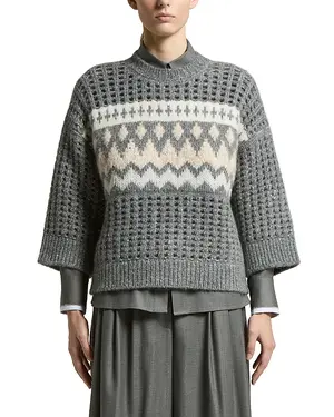 Peserico Knitted Sweater With Mohair Blend And Sequins - Eclipse Gray