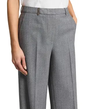 Peserico Stretch Wool Viscose Lurex Micro Pied De Poule Pants