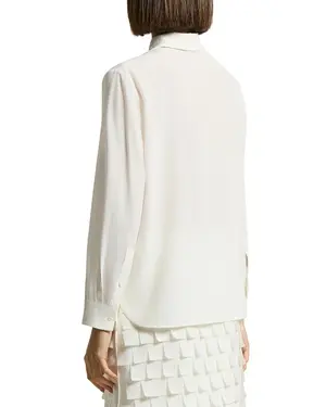 Peserico Silk Stretch Crepe De Chine Tie Neck Top