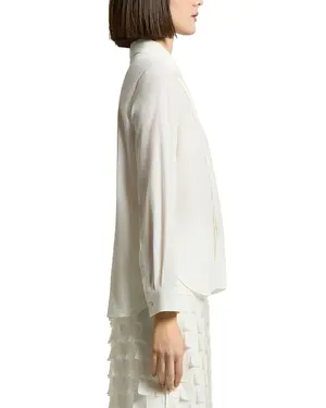 Peserico Silk Stretch Crepe De Chine Tie Neck Top
