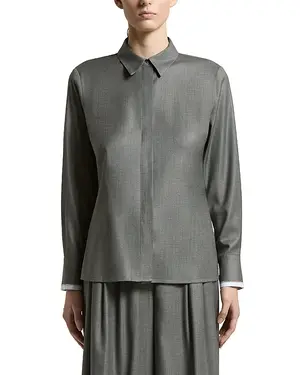 Peserico Shiny Wool & Viscose Stretch Twill Shirt