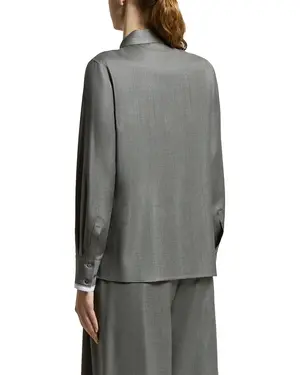 Peserico Shiny Wool & Viscose Stretch Twill Shirt