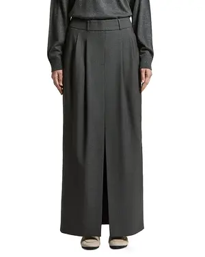 Peserico Stretch Wool Gabardine Maxi Skirt