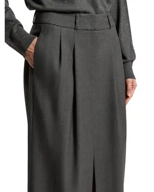Peserico Stretch Wool Gabardine Maxi Skirt