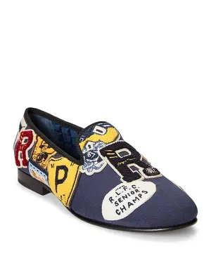 Polo Ralph Lauren Paxton Logo Patch Canvas Slippers - Navy Multi