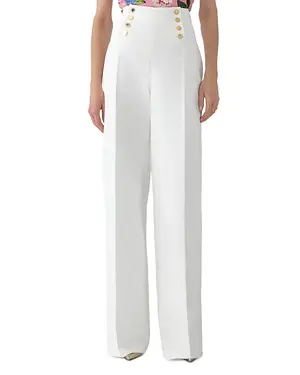 Carolina Herrera Alba High Rise Wide Leg Pants - White