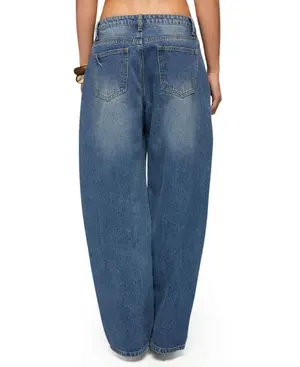 EDIKTED Button Stitch Low Rise Barrel Jeans
