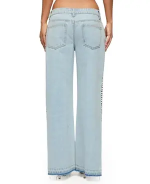 EDIKTED Crochet Panel Wide Leg Jeans