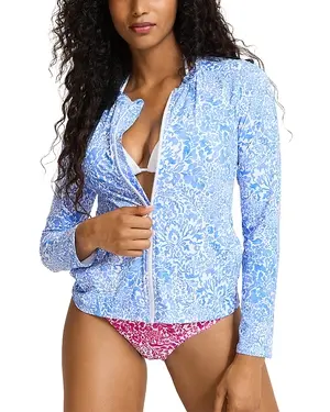 Tommy Bahama Paisley Daze Zippered Rash Guard - Paradiso Blue