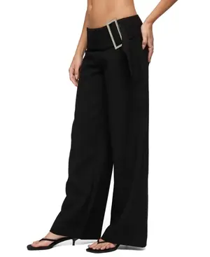 EDIKTED Cerise Buckle Low Rise Baggy Pants