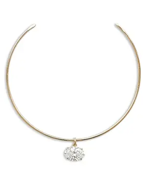 Aqua Cubic Zirconia Structured Pendant Necklace Exclusive - Gold
