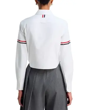 Thom Browne Cotton Cropped Shirt With Signature Striping