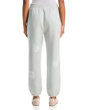 LoveShackFancy Lilia Cotton Blend Lace Trim Sweatpants