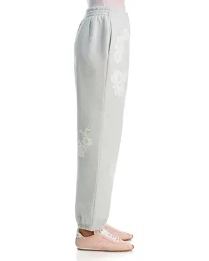 LoveShackFancy Lilia Cotton Blend Lace Trim Sweatpants