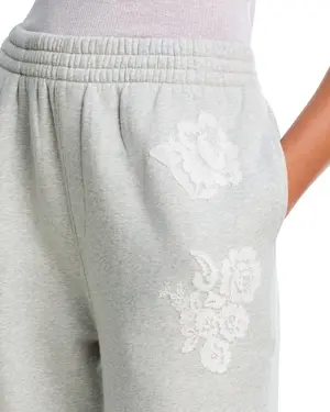 LoveShackFancy Lilia Cotton Blend Lace Trim Sweatpants