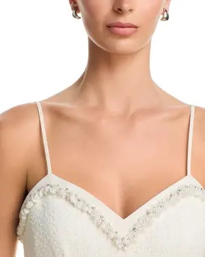 LoveShackFancy Sue Embellished Neck Mini Dress