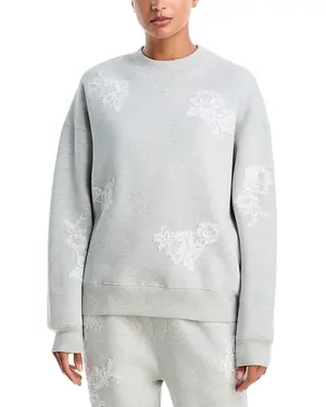 LoveShackFancy Cotton Blend Lace Trim Sweatshirt - Silver Fog