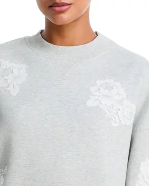 LoveShackFancy Cotton Blend Lace Trim Sweatshirt - Silver Fog