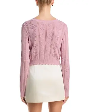 LoveShackFancy Sibella Pointelle Knit Cardigan Sweater