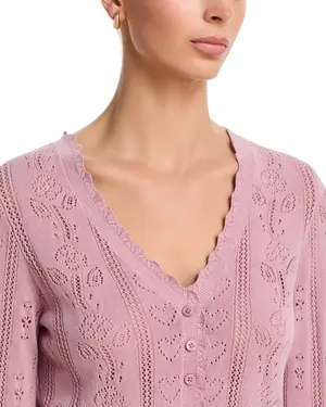 LoveShackFancy Sibella Pointelle Knit Cardigan Sweater