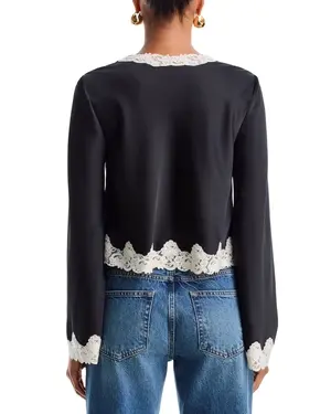 LoveShackFancy Lace Trimmed Long Sleeve Top