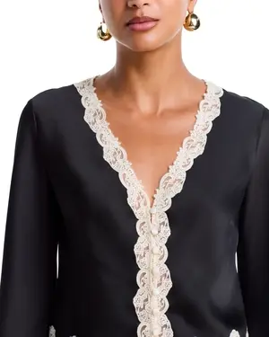 LoveShackFancy Lace Trimmed Long Sleeve Top