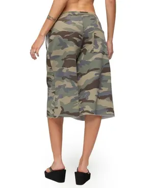 EDIKTED Camouflage Drawstring Bermuda Shorts