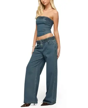EDIKTED Braidey Low Rise Baggy Jeans