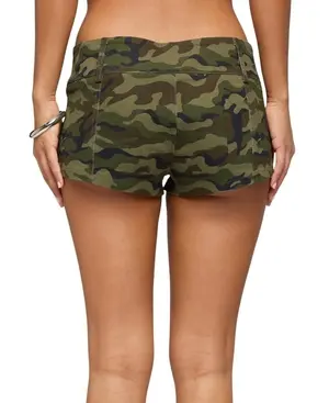 EDIKTED Camouflage Stretch Micro Shorts