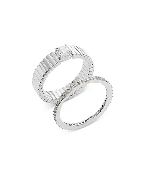 Nadri Delancy Solitaire Ring Stack, Set Of 2 - Rhodium