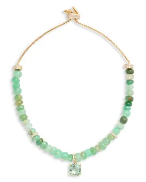 Nadri Beaded Bolo Bracelet With Cubic Zirconia Charm