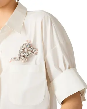 Steve Madden Callahan Brooch Embellished Blouse