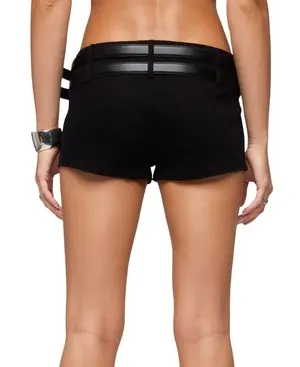 EDIKTED Iza Double Belt Micro Shorts