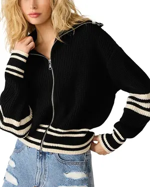 Steve Madden Dara Zip-up Sweater - Black