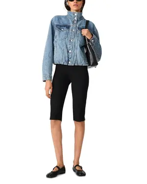 Steve Madden Allyson Cotton Denim Stand Collar Jacket