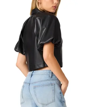 Steve Madden Reece Cropped Blouse - Black